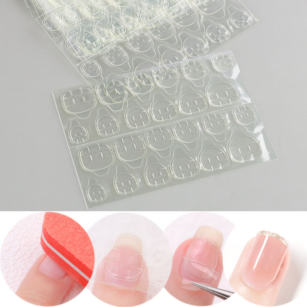 24PCS Transparent Jelly Nail Stickers Finger Glue Double-sided ...