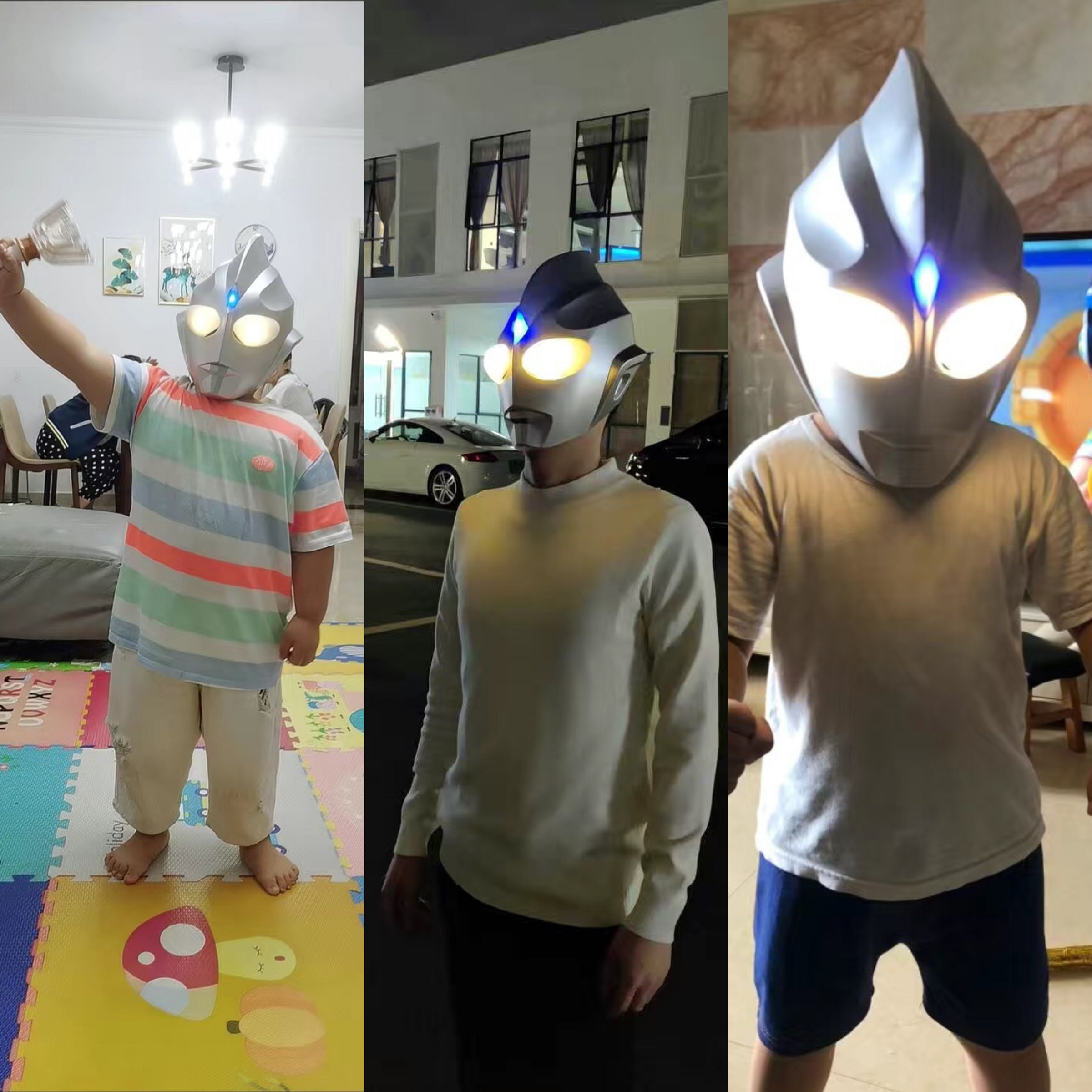 Ultraman Mask Adult cos Tiga Headgear Helmet Children's Headgear Touch ...