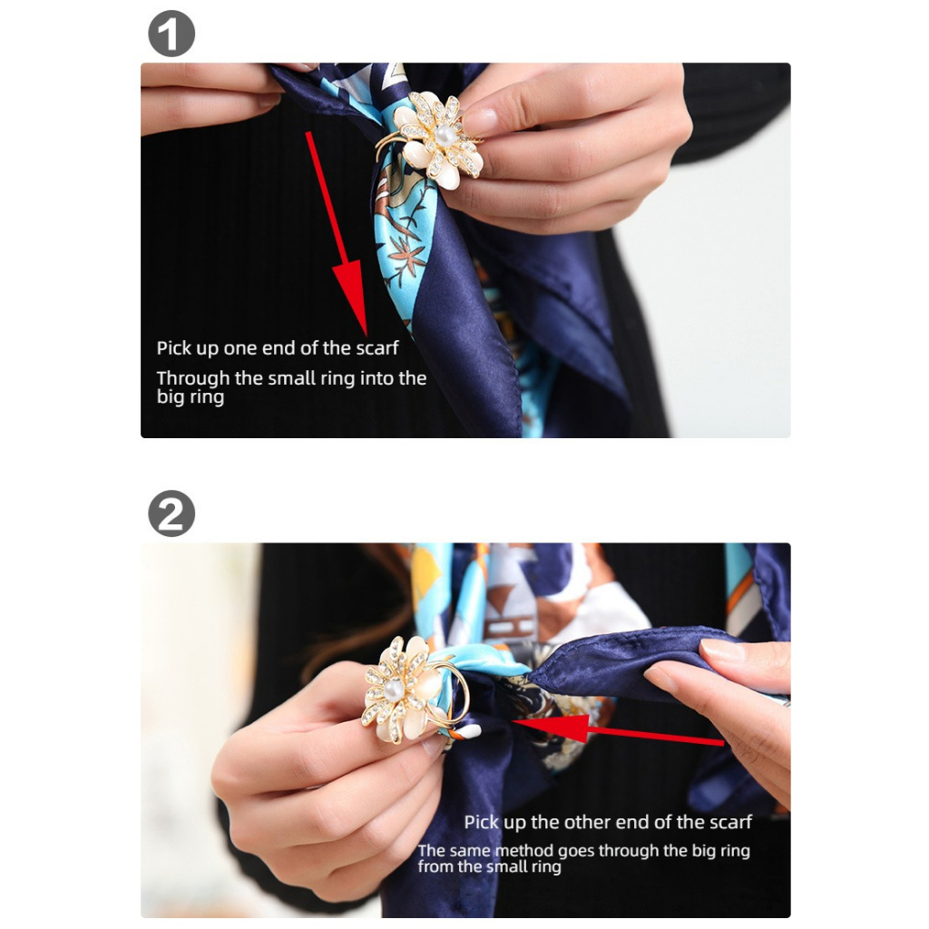 Ring Silk Scarf Buckle Brooch Muslim Simple All-Match Multi-Purpose ...