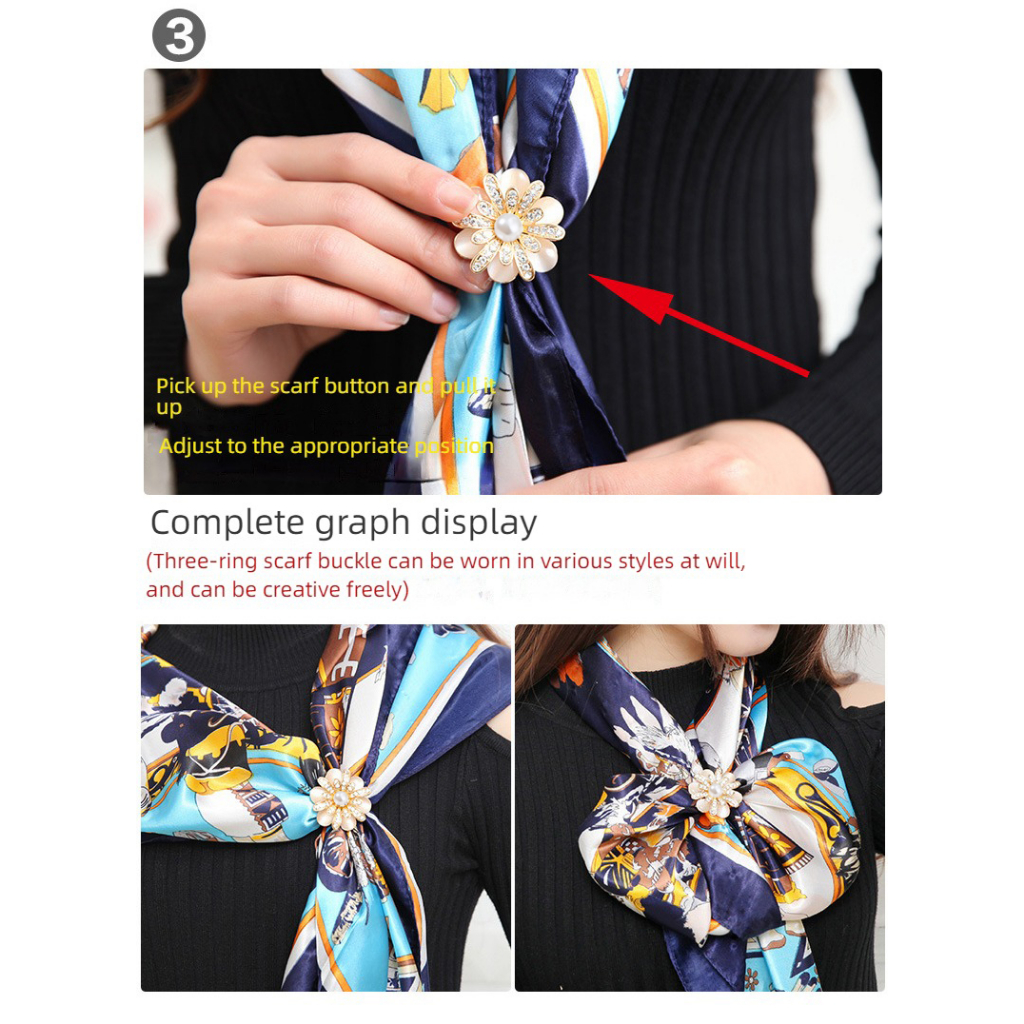 Ring Silk Scarf Buckle Brooch Muslim Simple All-Match Multi-Purpose ...