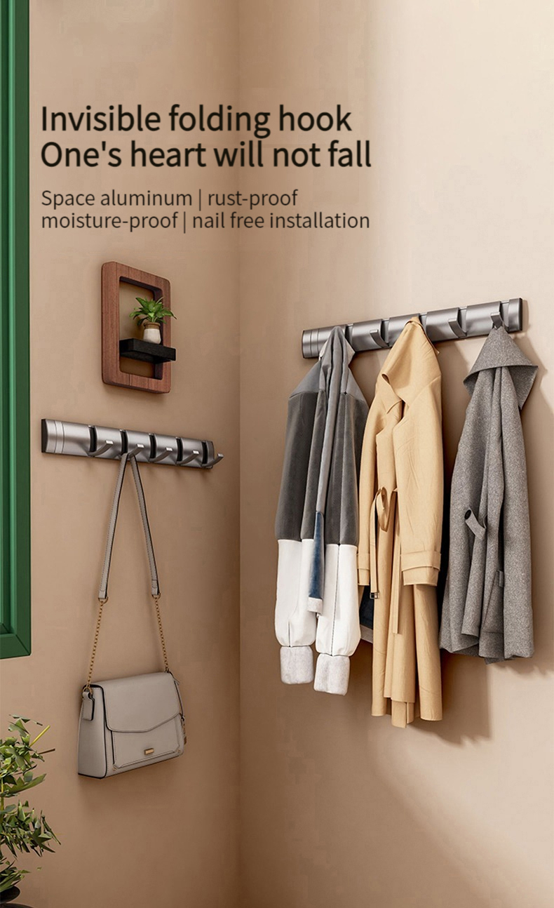 LOO TOO Black/Gray/White Folding Hook Behind Door Hanger Wall Hanger ...