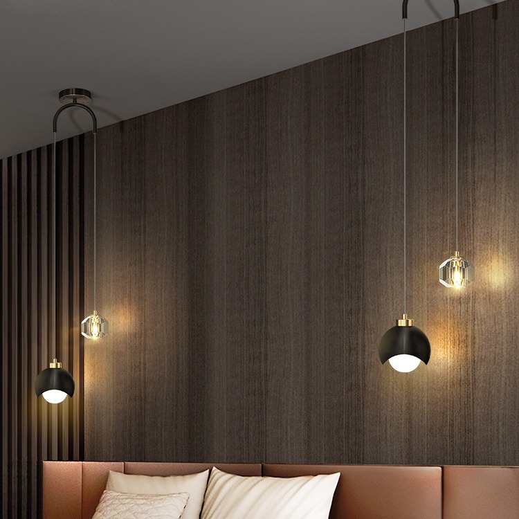 New Crystal Bedroom Bedside Pendant Light, Modern Master Bedroom ...