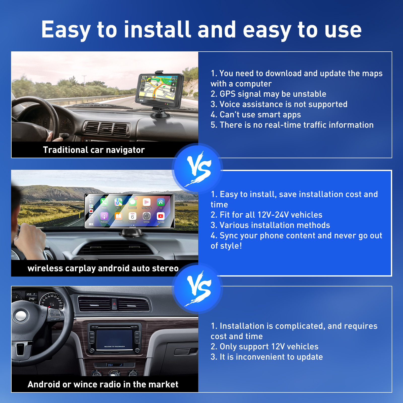 HD 10.26" INCH Portable Car Player Carplay Android Auto Bluetooth IPS 2 ...