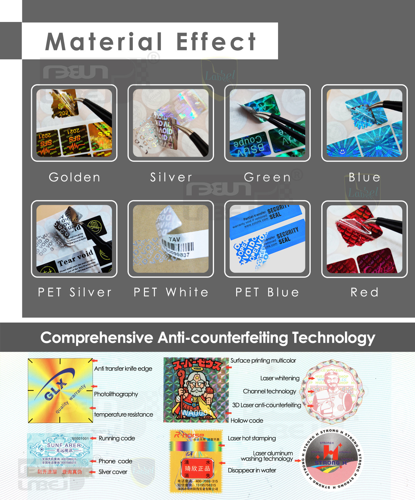 custom hologram void sticker disposable original warranty sticker label ...