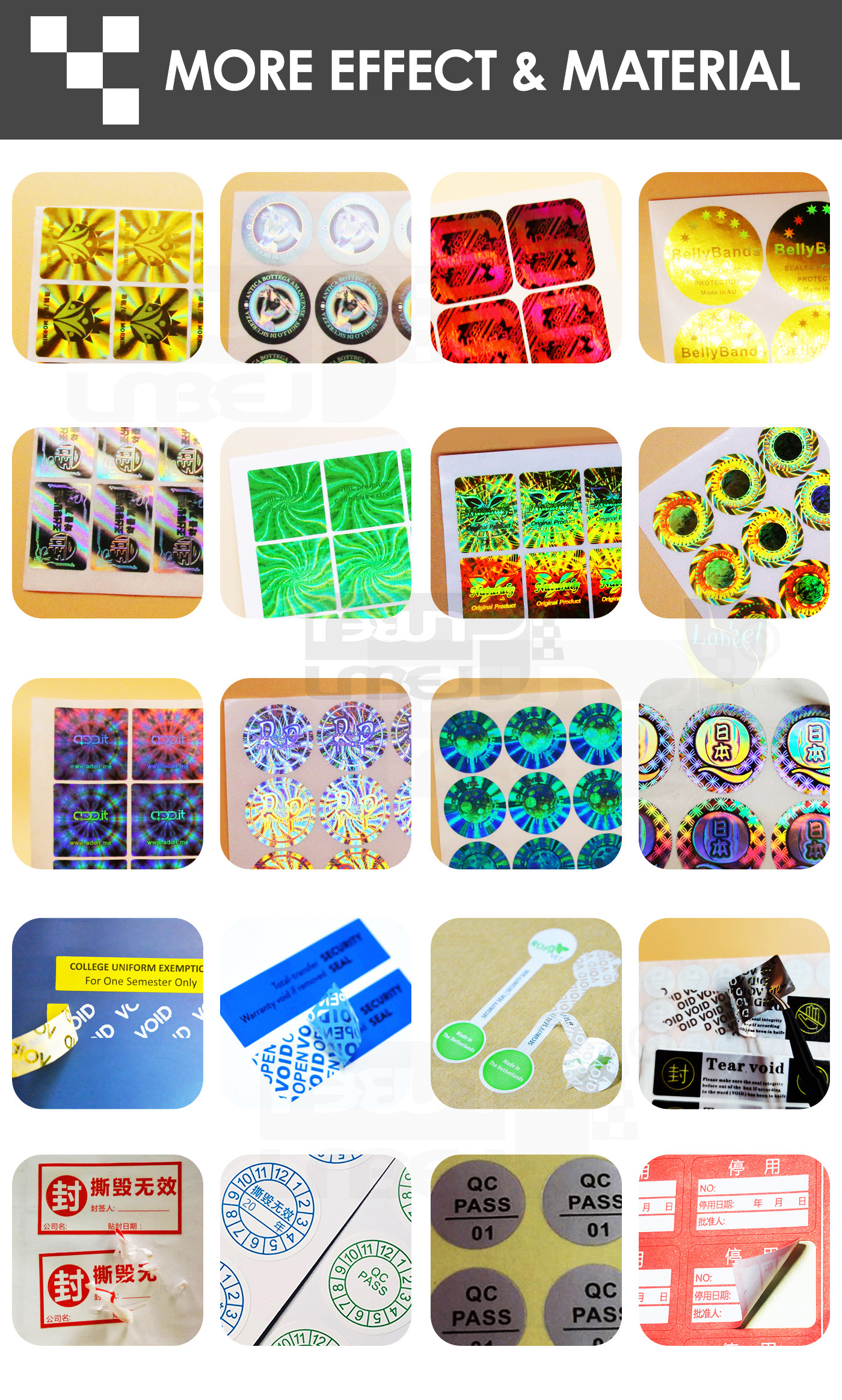 disposable hologram sticker warranty sticker security seal sticker ...