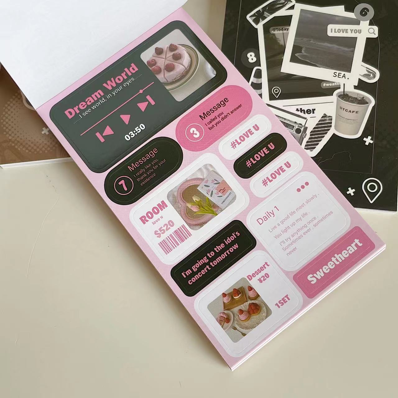 Cdaily|20pcs Korean Style ins Sticker Book Cartoon English Item ...