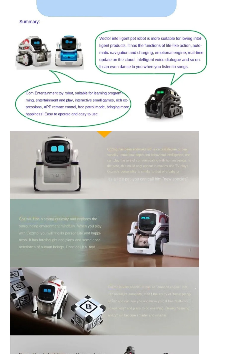 Anki Cozmo Vector Digital Second Generation Intelligent Robot Remote Control Music Light Dancing ...