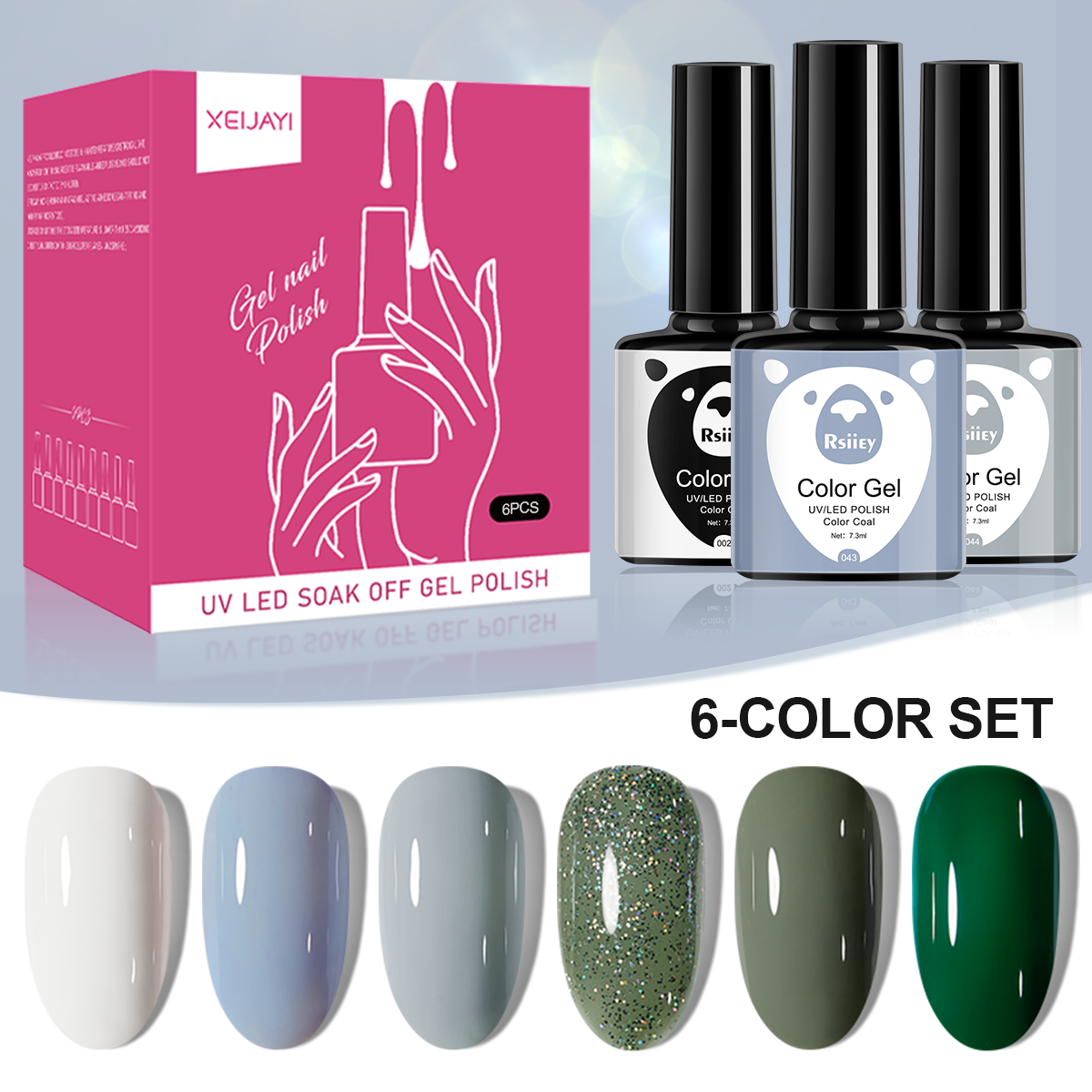 6-Color Gel Polish Set - All Seasons Nail Art Soak Off LED Kit for DIY ...