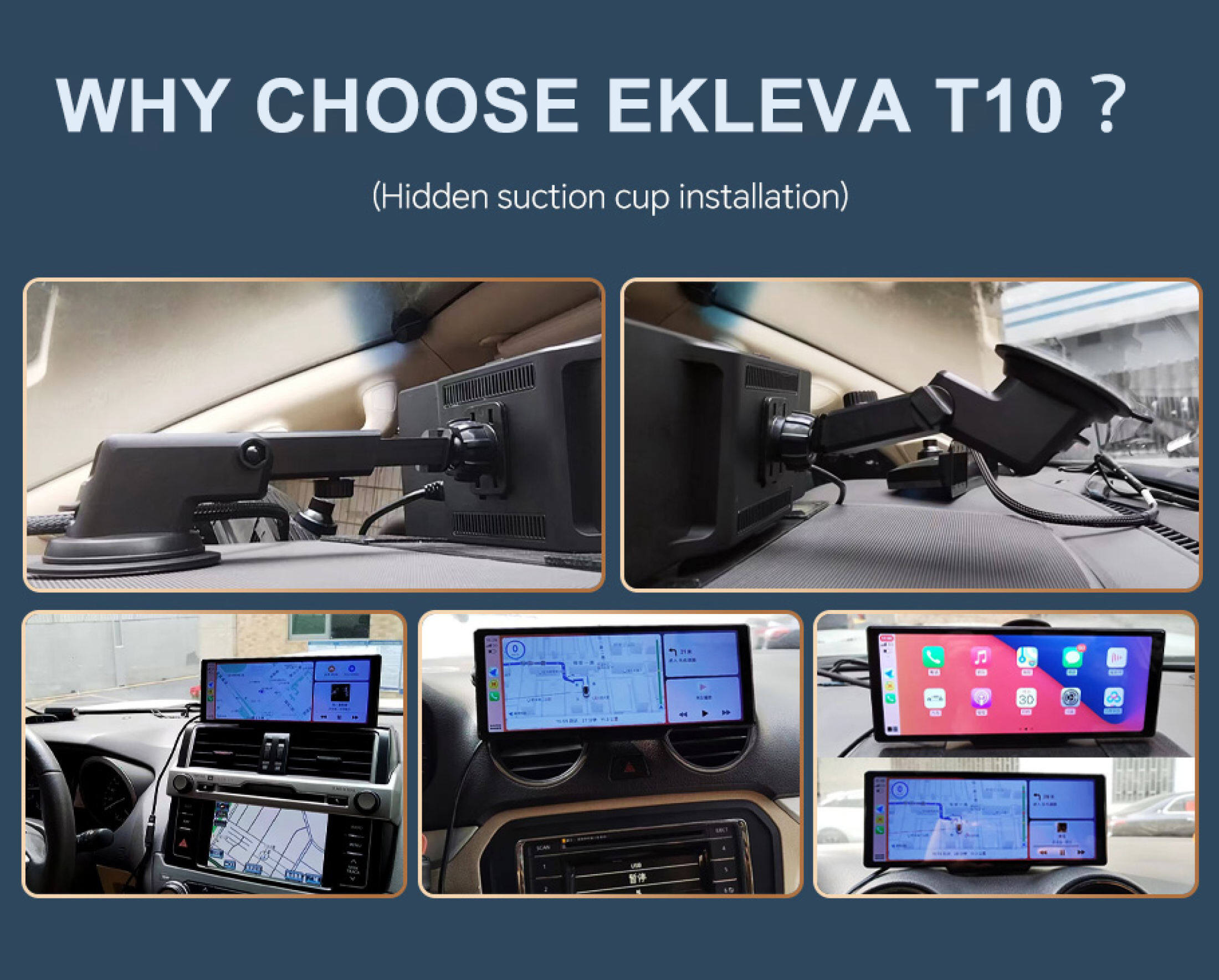 EKLEVA Universal GPS Navigation Wireless CarPlay & Android Car Mirror Video (10.26") | Shopee ...