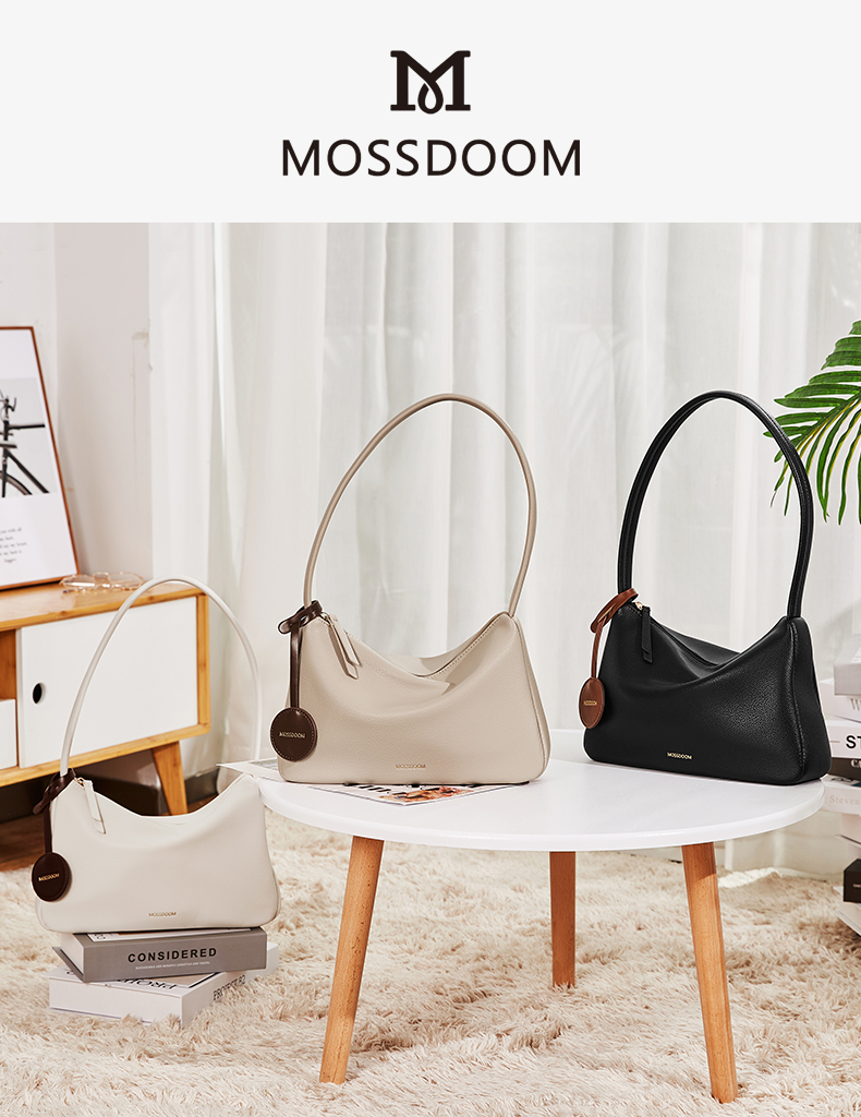 MOSSDOOM Soft Leather Simple Style Women Shoulder Bag With Large ...