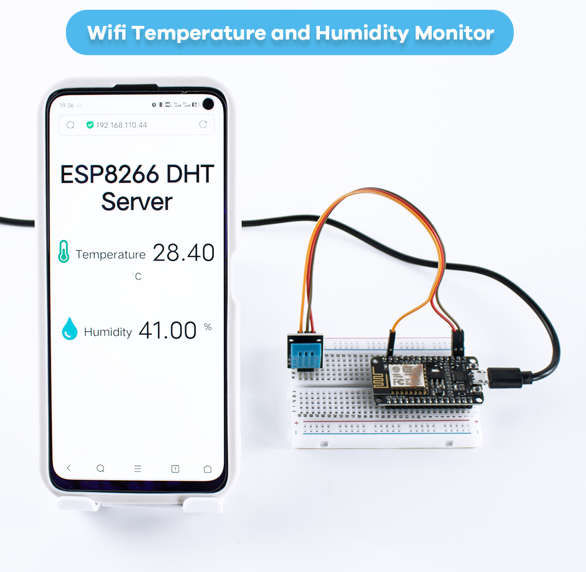 LAFVIN NodeMcu ESP8266 WiFi Development Board Starter Kit for IoT Breadboard Wifi Sensor Module ...