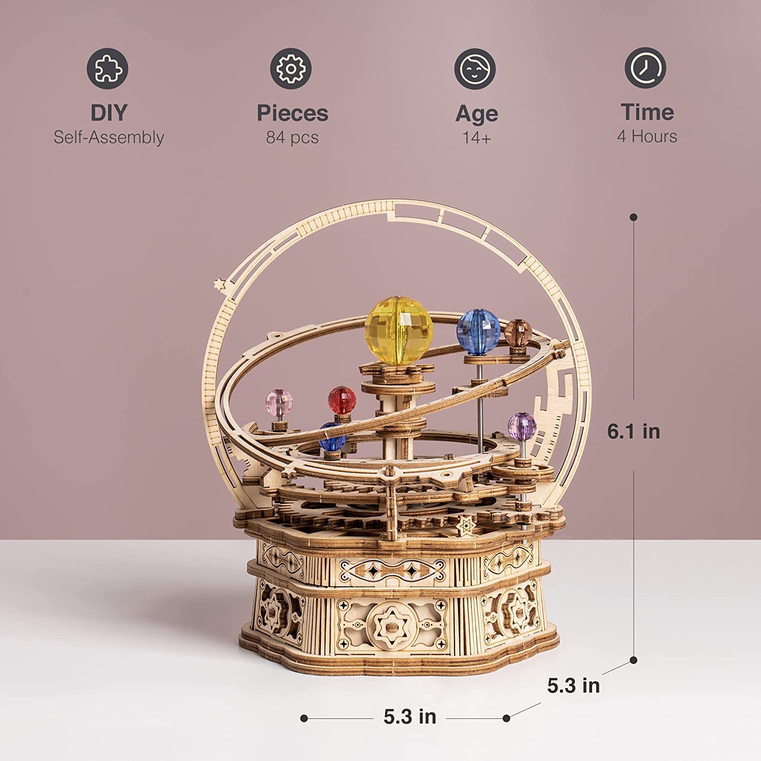 Robotime rokr Love of the Stars 3D Wooden Puzzle DIY Music Box LED ...