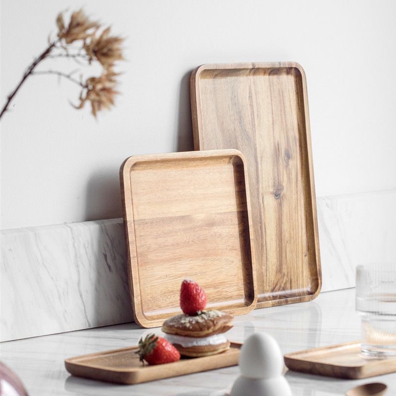 APPKER Japanese acacia wooden coffee plate household bread tray ...