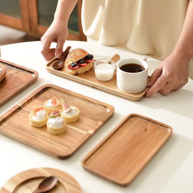 APPKER Japanese acacia wooden coffee plate household bread tray ...