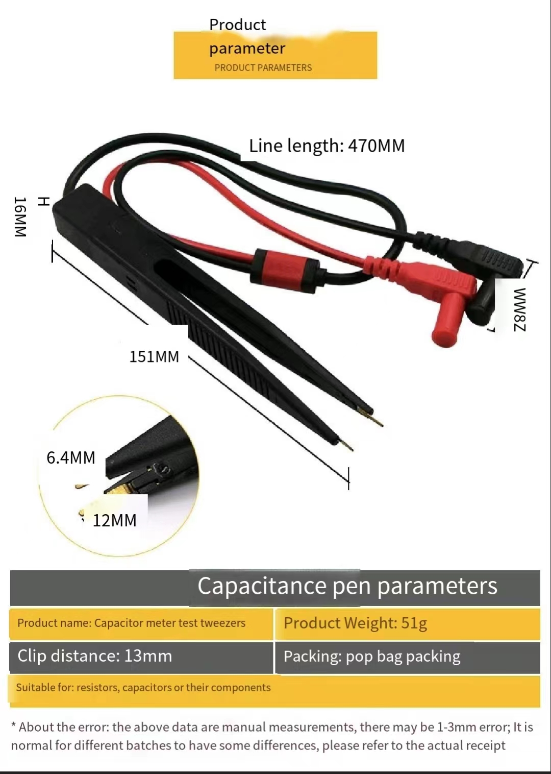 Capacitance Test Pen Precision Chip Meter Pen Tweezer Chip Inductance ...