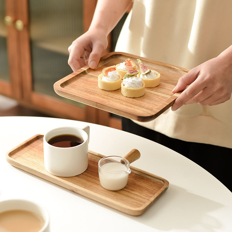 APPKER Japanese acacia wooden coffee plate household bread tray ...