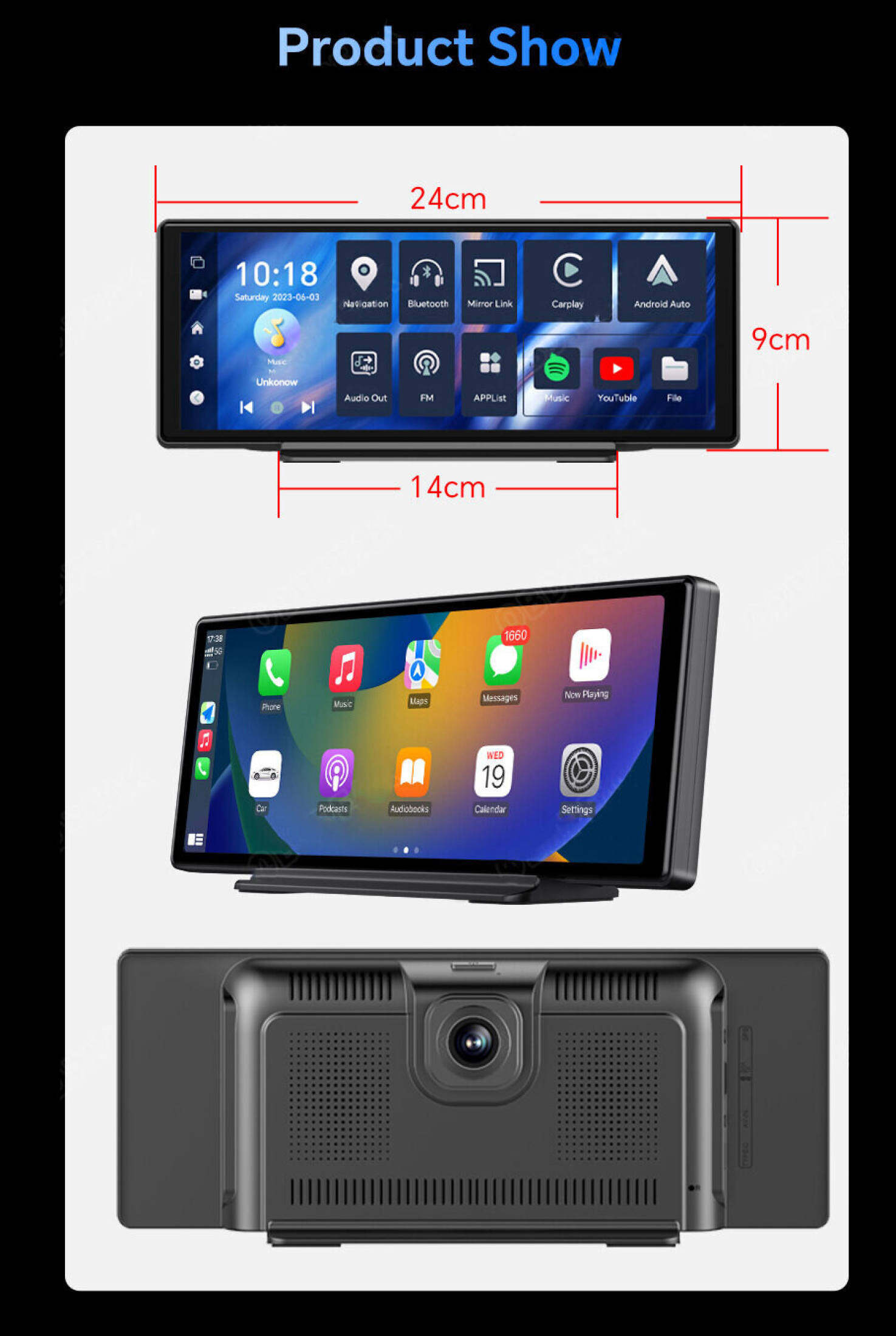 EKLEVA 10.26 Inch Carplay Android AUTO Car DVR ADAS 4G Dash Cam GPS Nav ...
