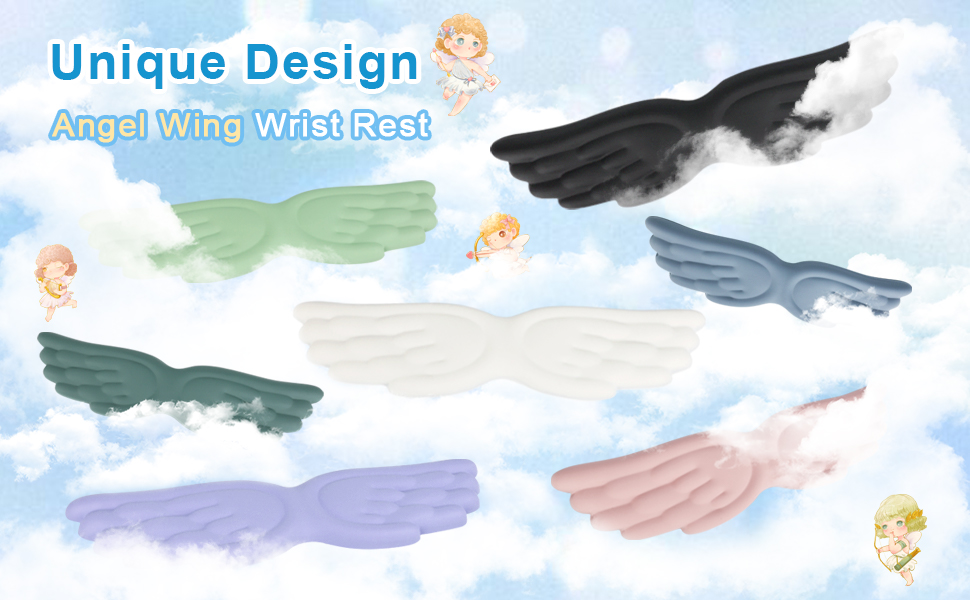Angel Wing Cloud Keyboard Wrist Rest, Soft Leather Ergonomic Memory ...