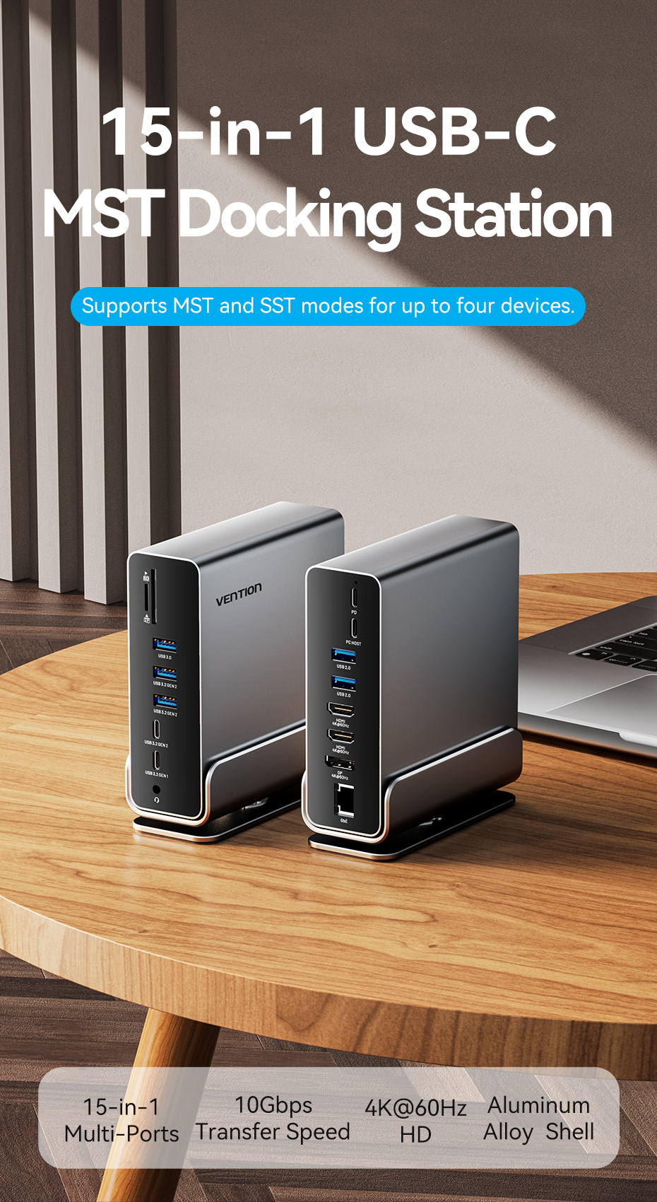 Vention 15-in-1 USB C HUB Docking Station Monitor Dock USB 3.2 10Gbps ...