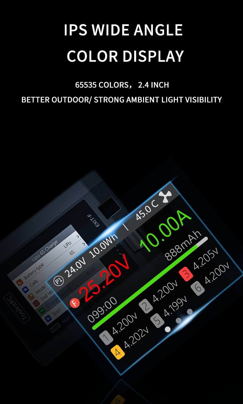 ToolkitRC M8P M8S upgraded version 600W 20A DC Balance Charger Discharger for 1-8S Lipo Battery ...