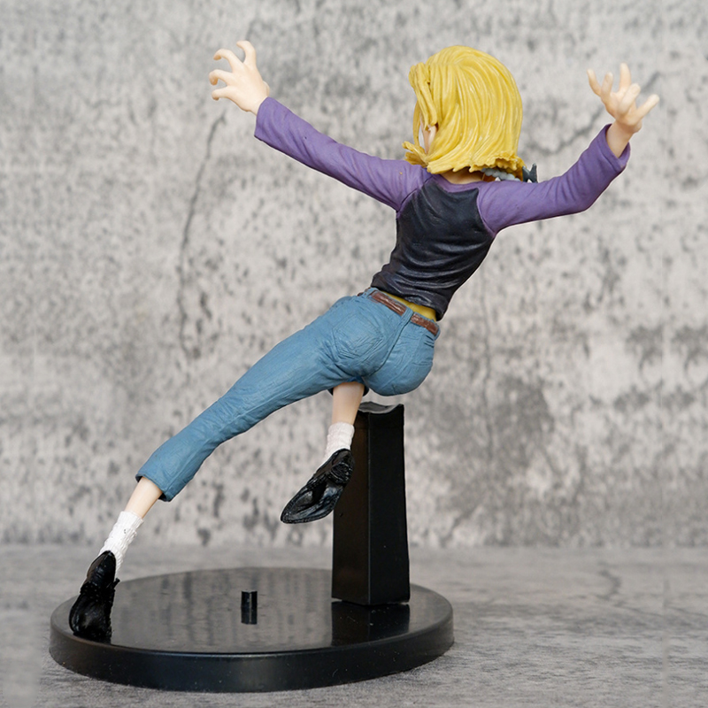 17.5cm Dragon Ball Anime Figure Android 18 Combat Status Statue Action ...