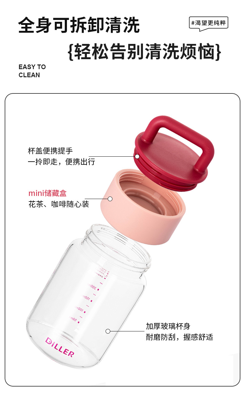 Diller Glass Bottle Easy Handle Borosilicate Glass Juice Cup (280ml/420ml) 399MLH568 | Shopee ...