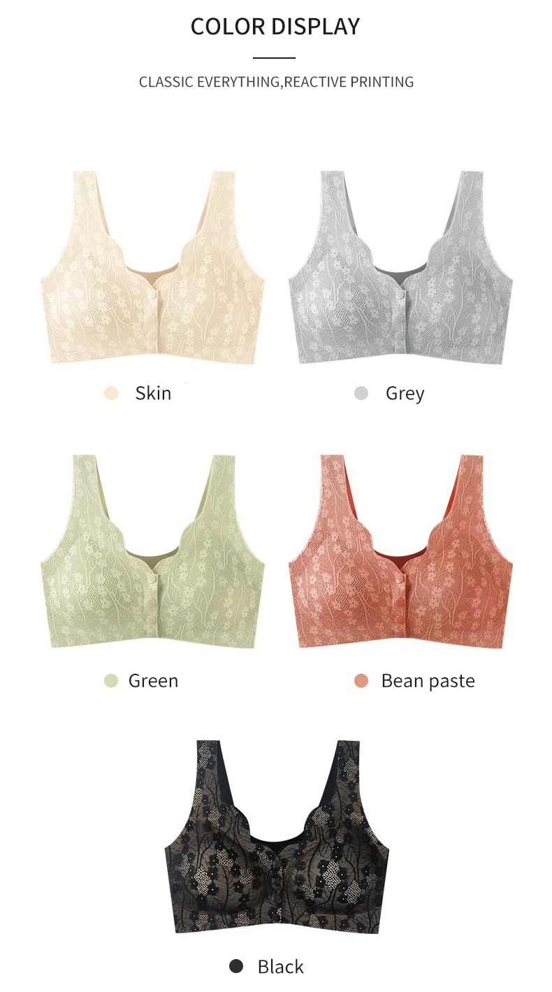 FallSweet Plus Size Front Button Bra for Women Ice Silk Wireless ...