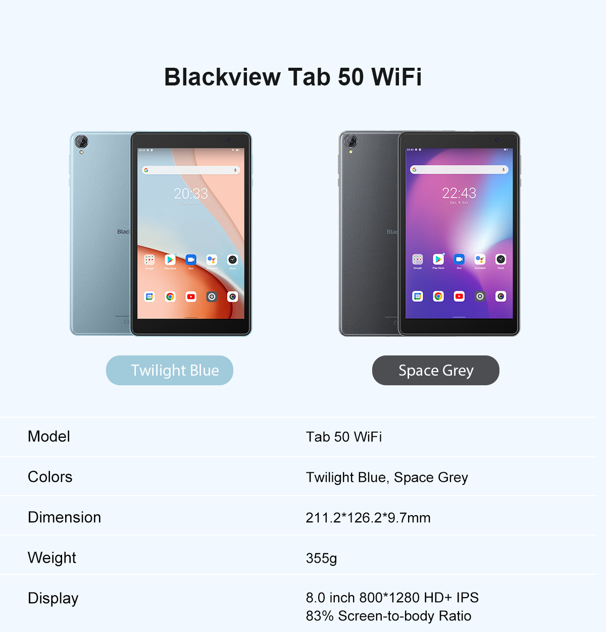 Blackview Tab 50 Wifi Android Tablet (8'' / 4GB RAM + 128GB ROM ...