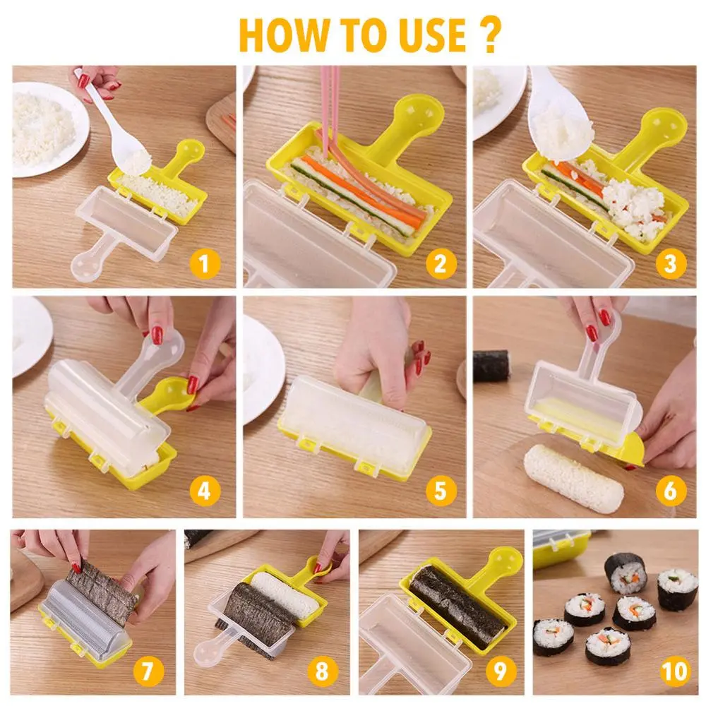 Hand-made sushi Rice Ball Maker Roll Shaker Lunch Mould Onigiri Mold ...