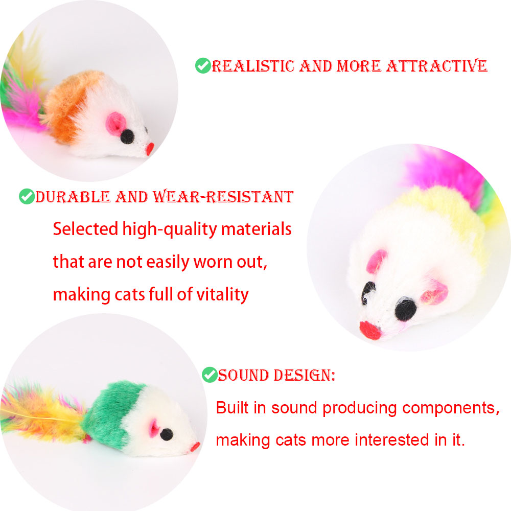 AQUARZOO Cat Mouse Toys,Interactive Rattling Plush Vocalize Mice Toy ...