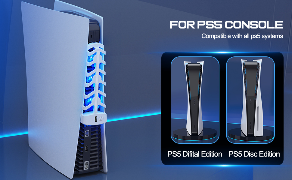 PS5 PS5 Slim Cooling Fan PS5 Cooler with 3 High-Speed Cooling Fans ...