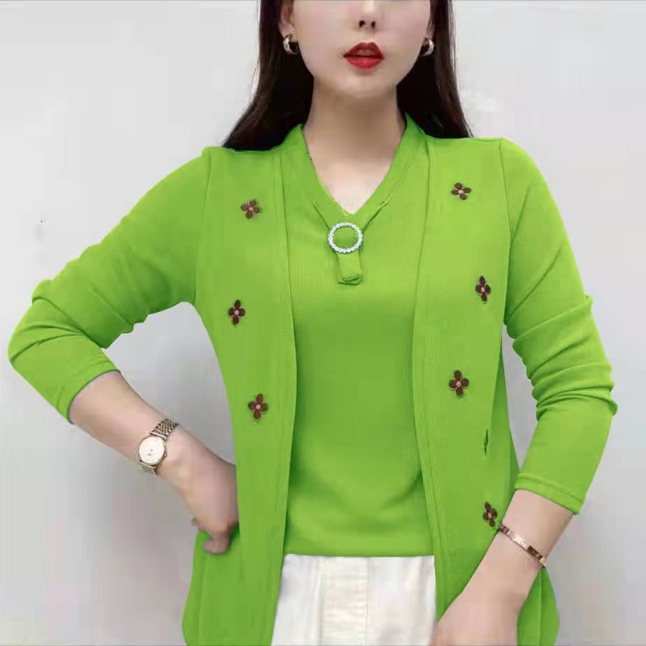 5xl Oversize Women Floral Loose Blouse Long Sleeve Wanita Baju Tops