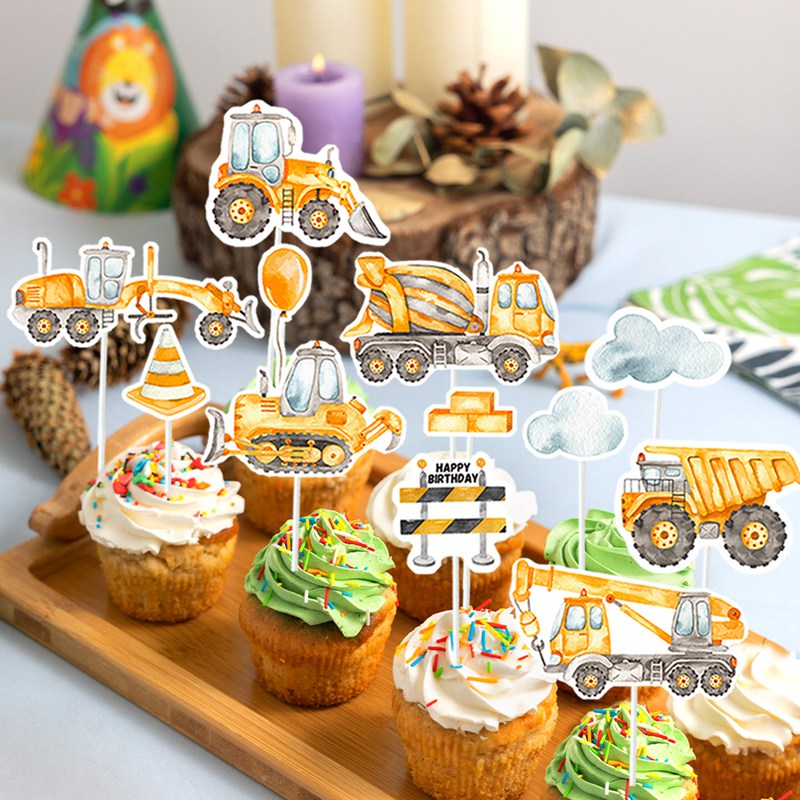 18pcs Engineering Theme Cake Topper Engineering Vehicle Party ...