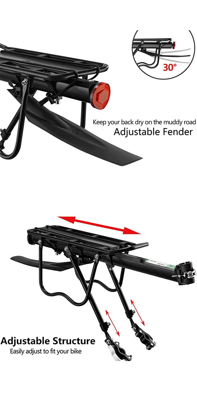 【MY Delivery】ROCKBROS Bike Rack Quick Release Bicycle Cargo Rack Rear ...