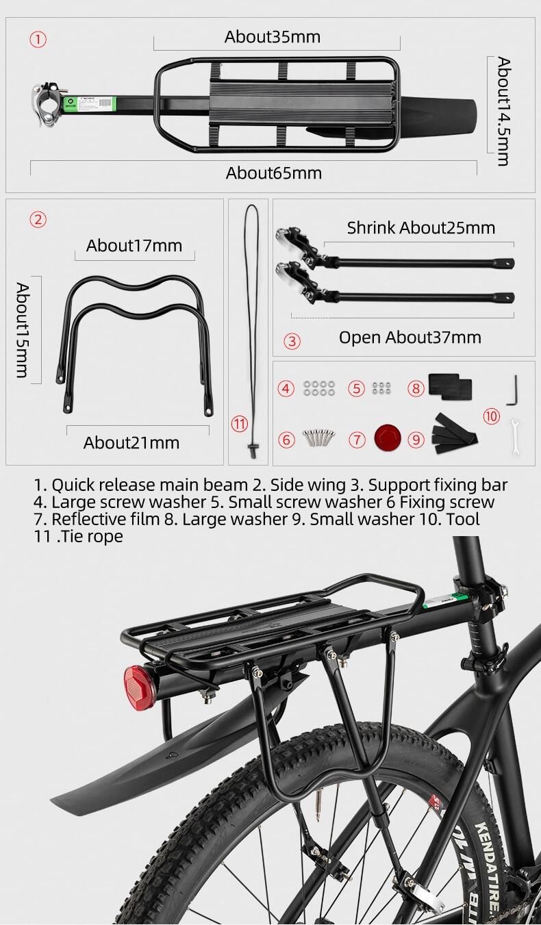 【MY Delivery】ROCKBROS Bike Rack Quick Release Bicycle Cargo Rack Rear ...