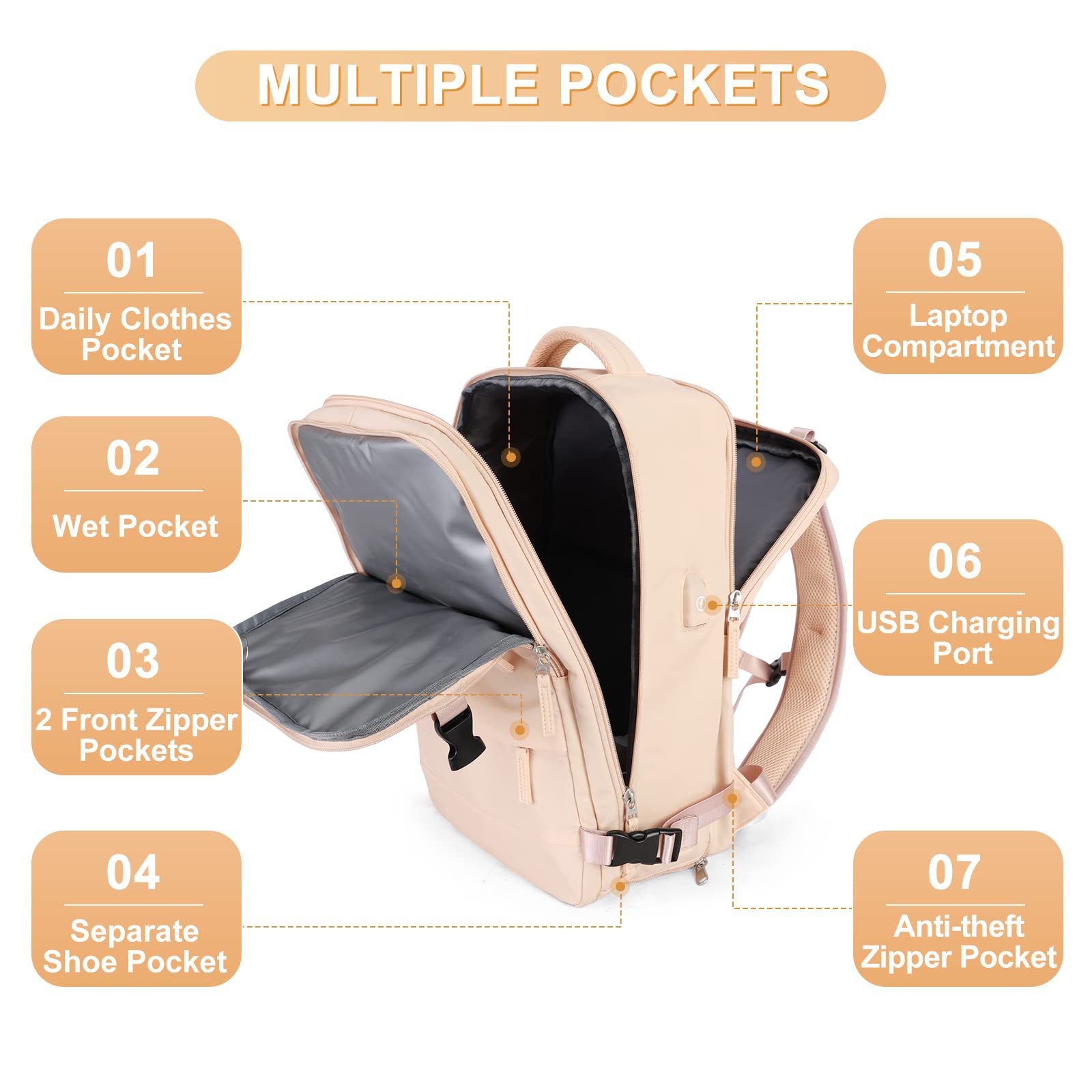 MY available 35L Travel bagpack woman waterproof cabin backpack with ...