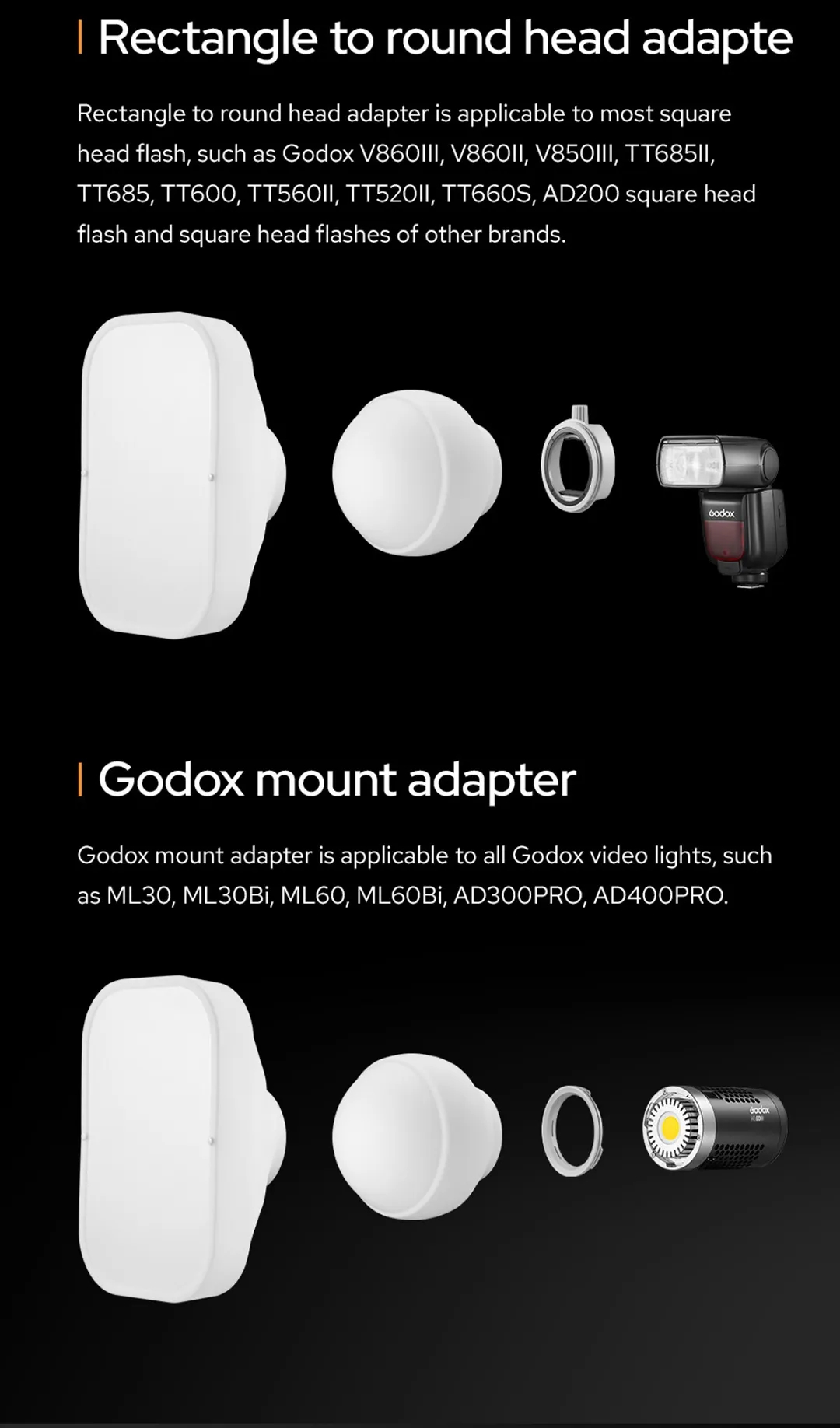 Godox ML-CD15 ML-CS1625 Diffuser Dome Kit with 3 Adapters for Photography Light Studio Live ...