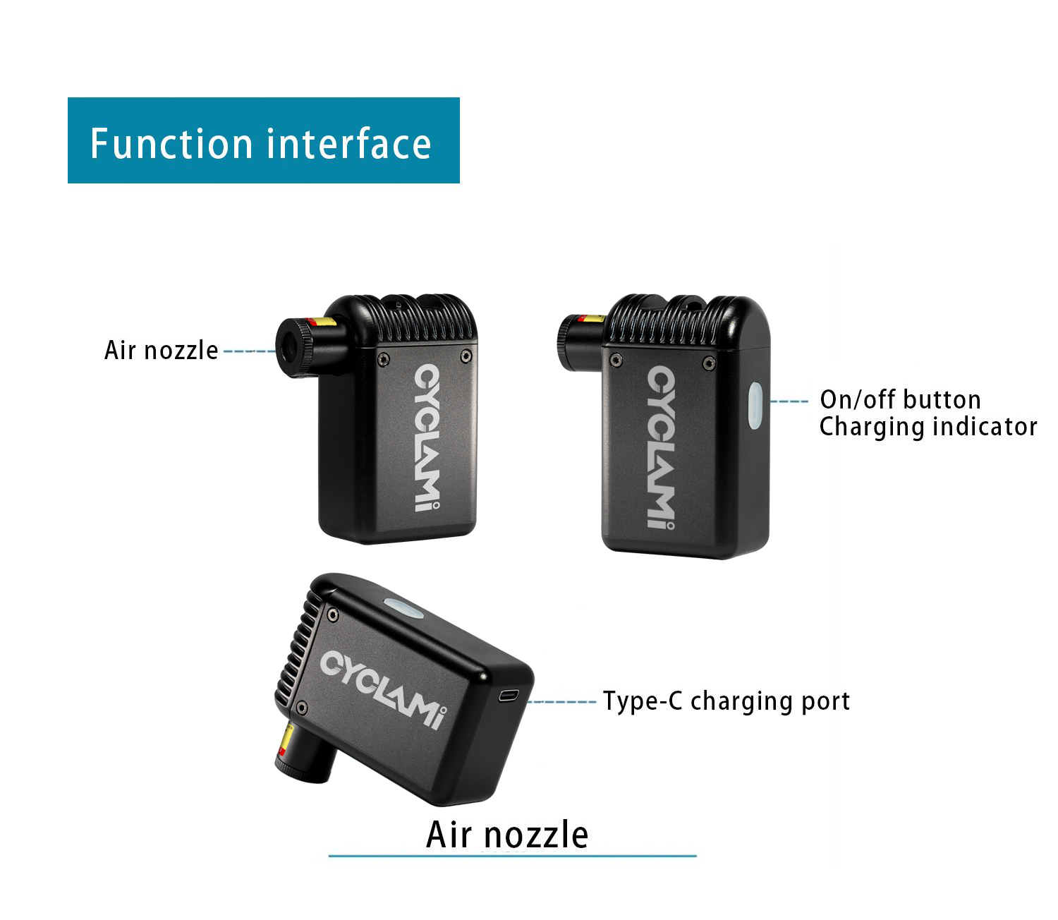 CYCLAMI HAUFIAHR Small Mini Plus Portable Pump for Bicycle Cordless Air ...