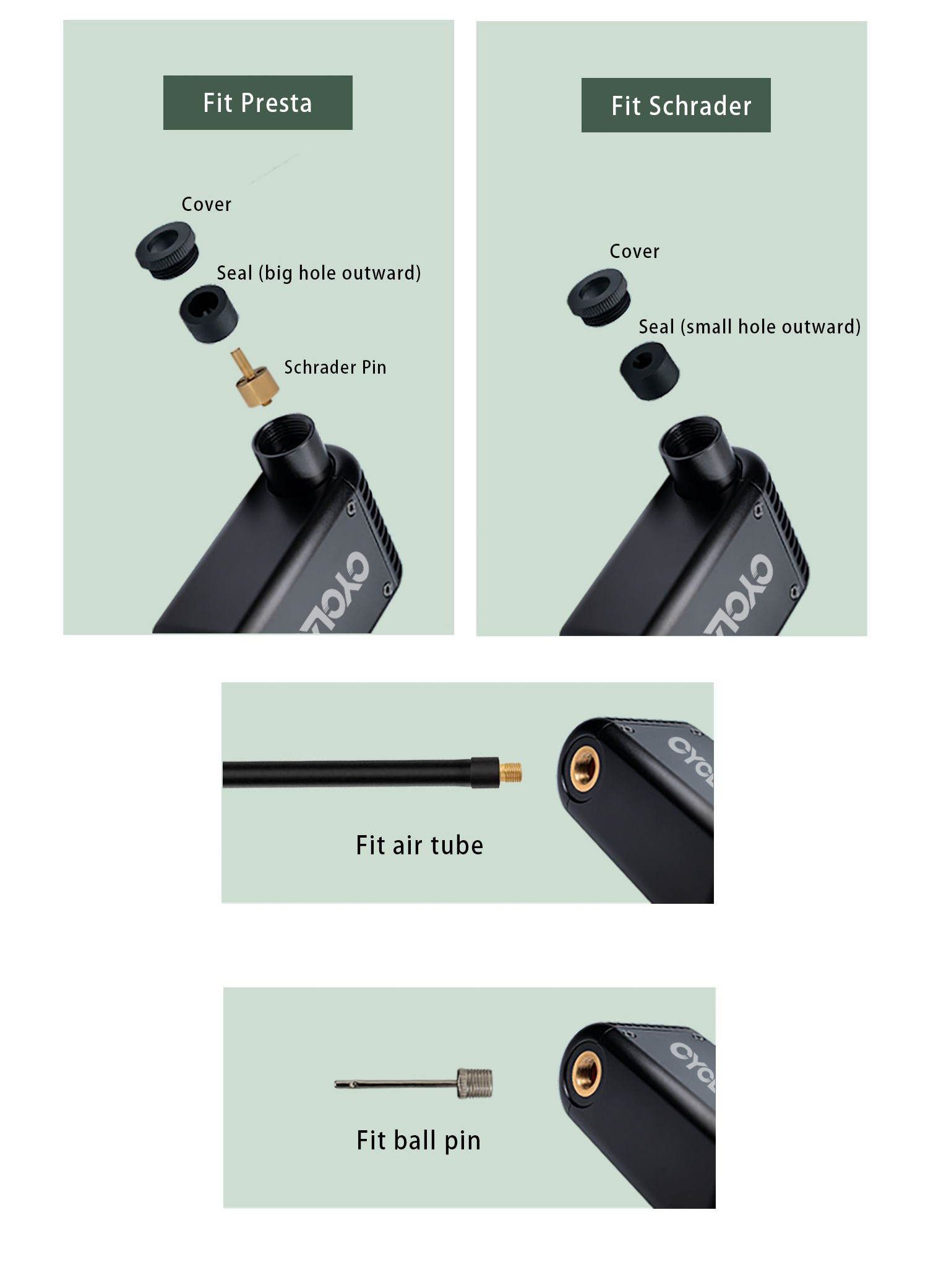 CYCLAMI HAUFIAHR Small Mini Plus Portable Pump for Bicycle Cordless Air ...