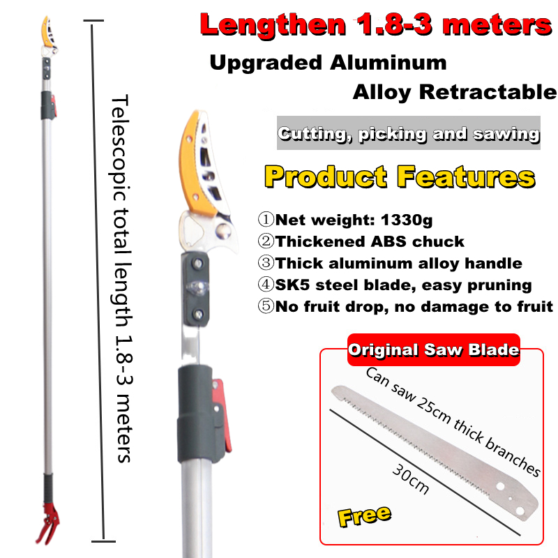 1.8m-3m Fruit Picker Extendable High-altitude Fruit Cutter Scissors ...