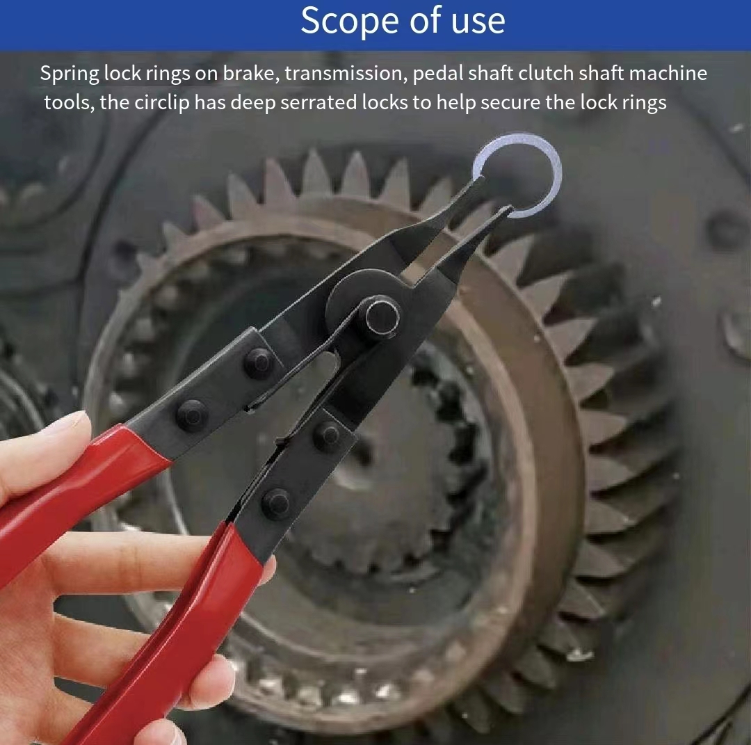 Flat-mouth steel ring circlip pliers, flat head with mouth design ...