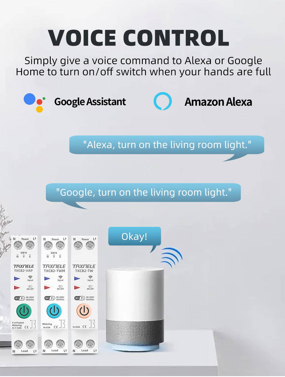 TUYA WIFI Smart Circuit Breaker Power Energy Meter KWh 1P 63A Remote ...