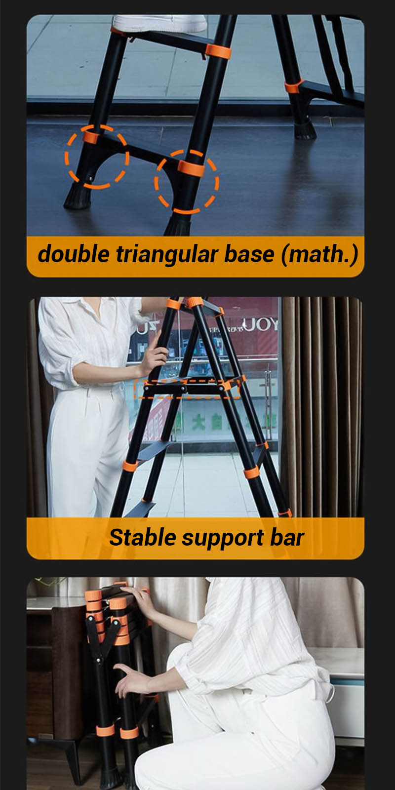 4/5/6/7/8/9 Steps MULTIPURPOSE UNIVERSAL LADDER WORK PLATFORM Folding ...