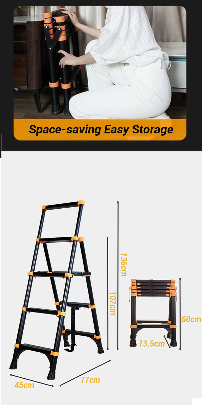 4/5/6/7/8/9 Steps MULTIPURPOSE UNIVERSAL LADDER WORK PLATFORM Folding ...