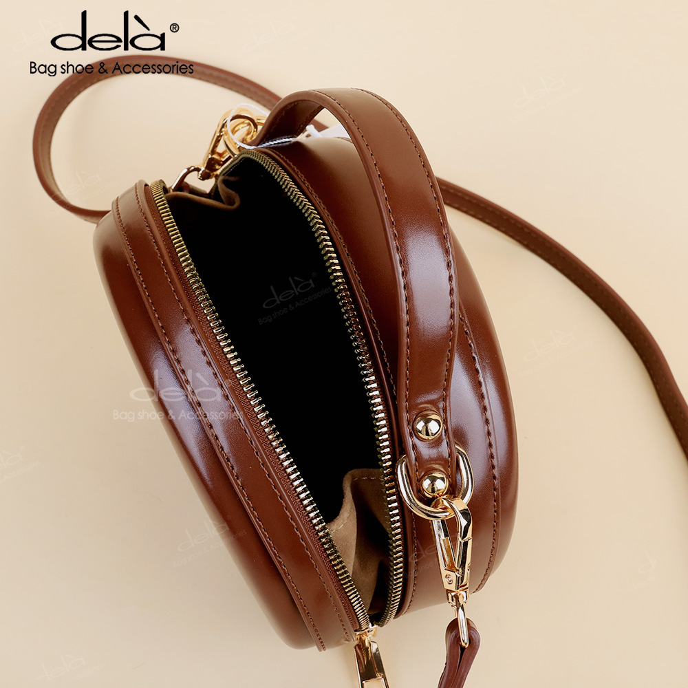 Dela handbag women's shoulder bag solid color retro bag beg tangan Brown styling bag brown bags ...