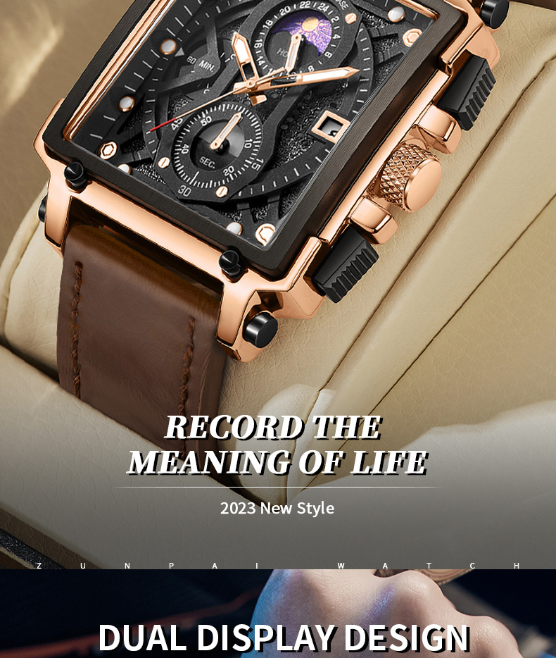 ZUNPAI Jam Tangan Lelaki Original Waterproof Stainless Steel Leather ...