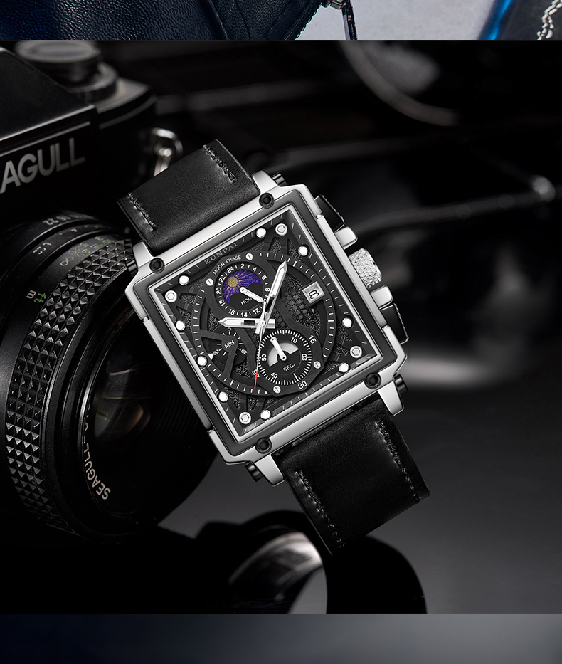 ZUNPAI Jam Tangan Lelaki Original Waterproof Stainless Steel Leather ...