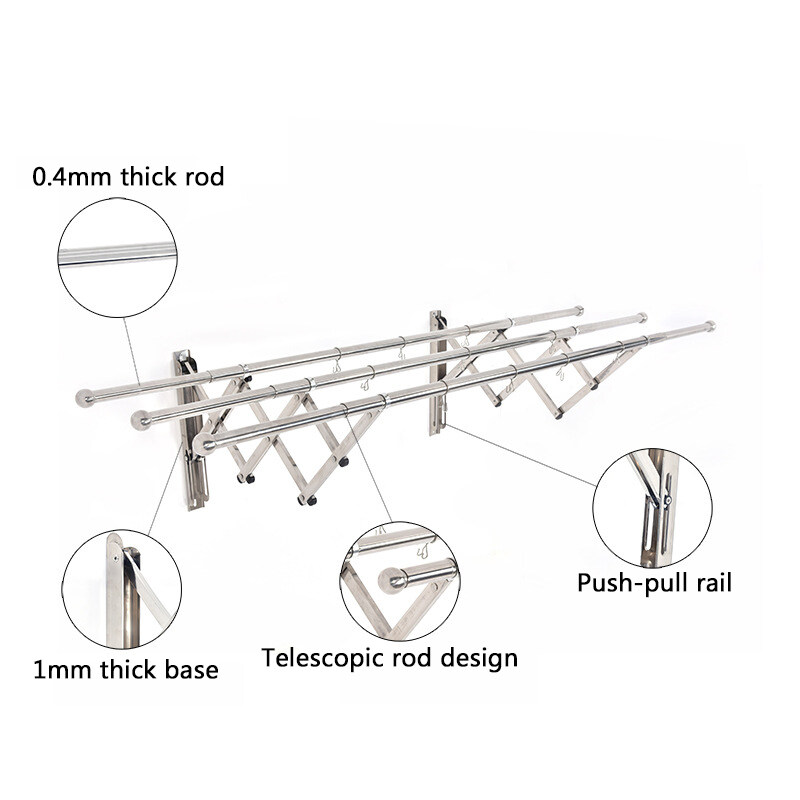 4/5Bar 1-2M Stainless Steel Clothes Outdoor Hanger Drying Rack ...