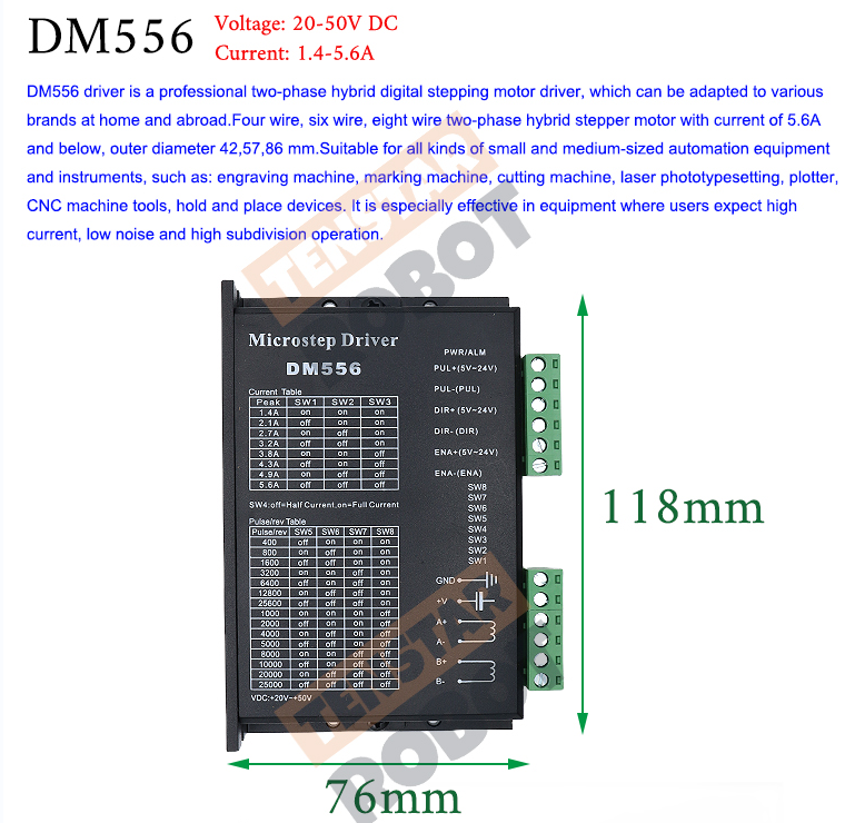 Microstep Motor Driver DM542 DM556 Suitble for 42 57 Stepper Motor ...
