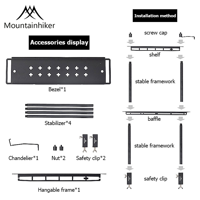 Mountainhiker Camping rack removable storage rack cookware pot lamp ...